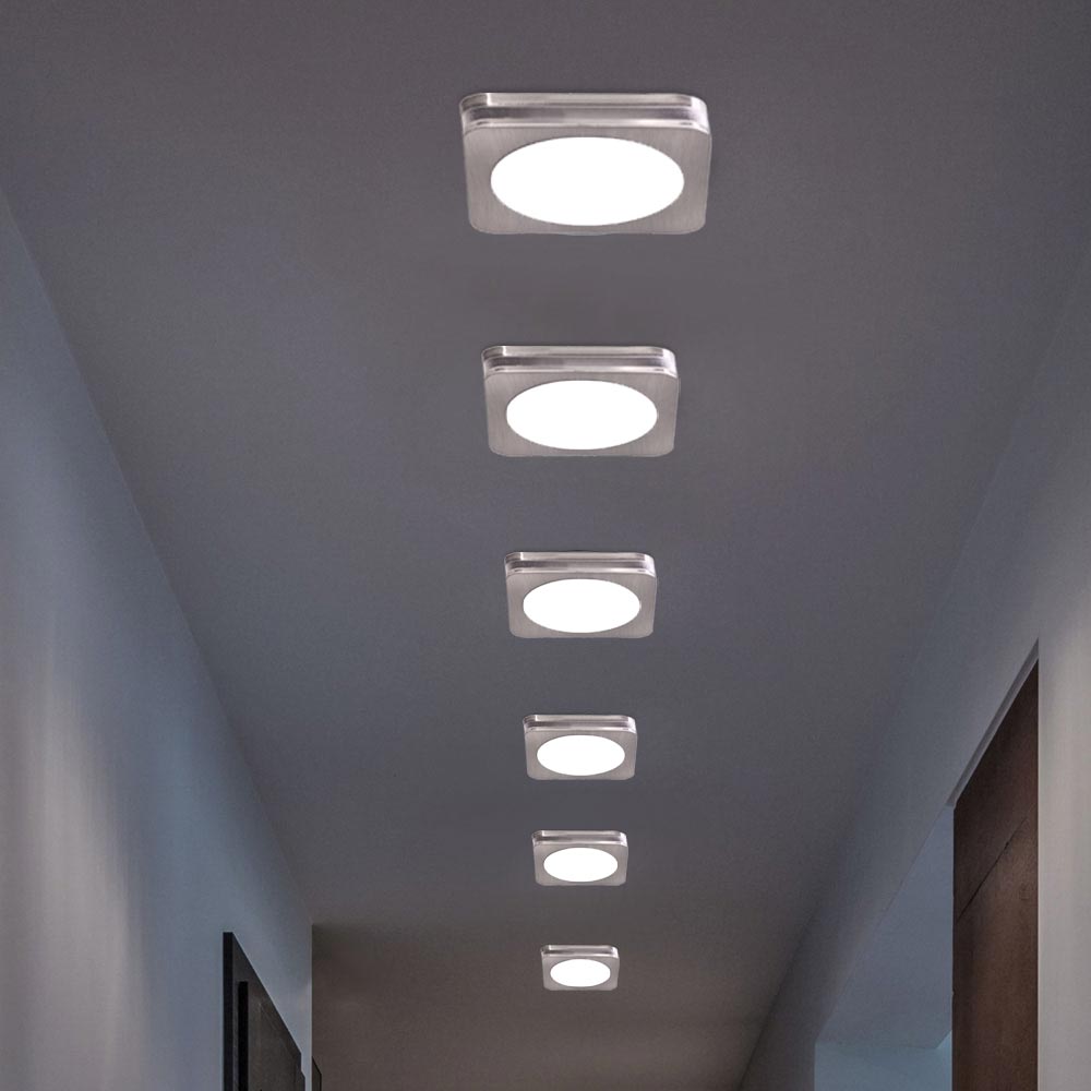 Set of 6 LED recessed spotlights silver ceiling lights living room ...