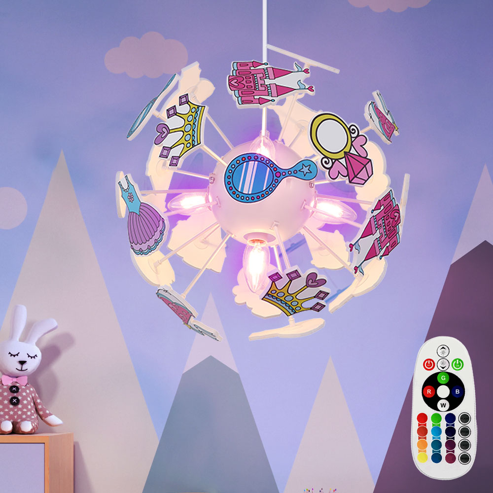 RGB LED, pendant light, colourful, princess motifs, H 120 cm | ETC Shop ...