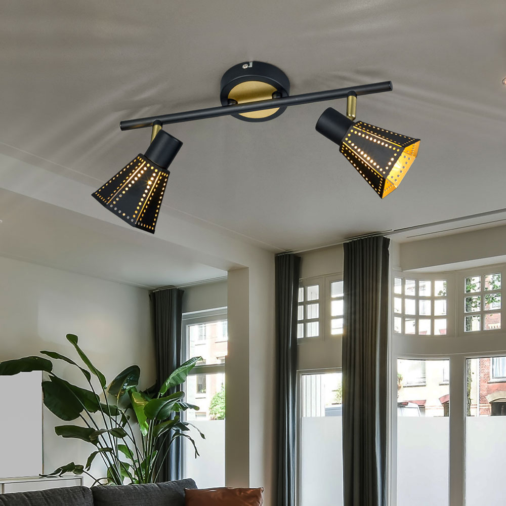 LED ceiling light, black-gold, movable spots, L 36.5 cm HOUSTON | ETC ...