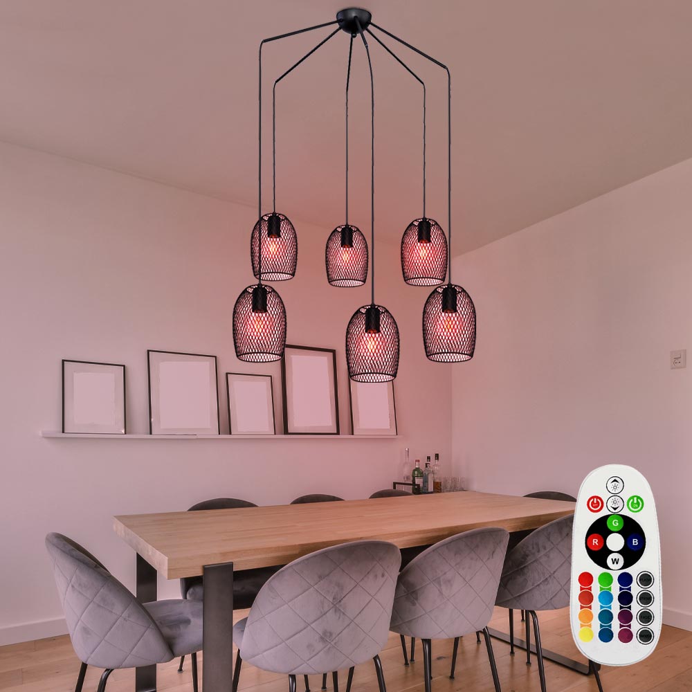 RGB LED hanging lamp, mesh, black, 75 cm | ETC Shop: lamps, furniture ...