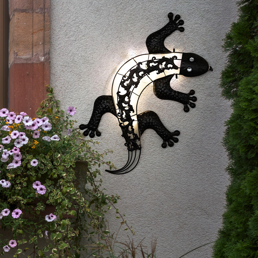 Solar wall lamps for outside animal garden figure gecko solar light ...