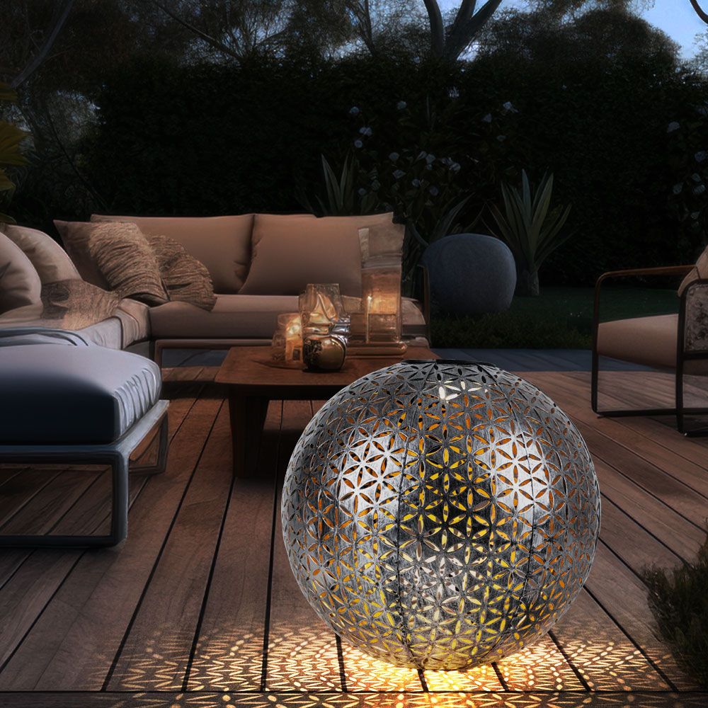 LED solar plug-in light, ball, silver-gray, gold, 27 cm | ETC Shop ...