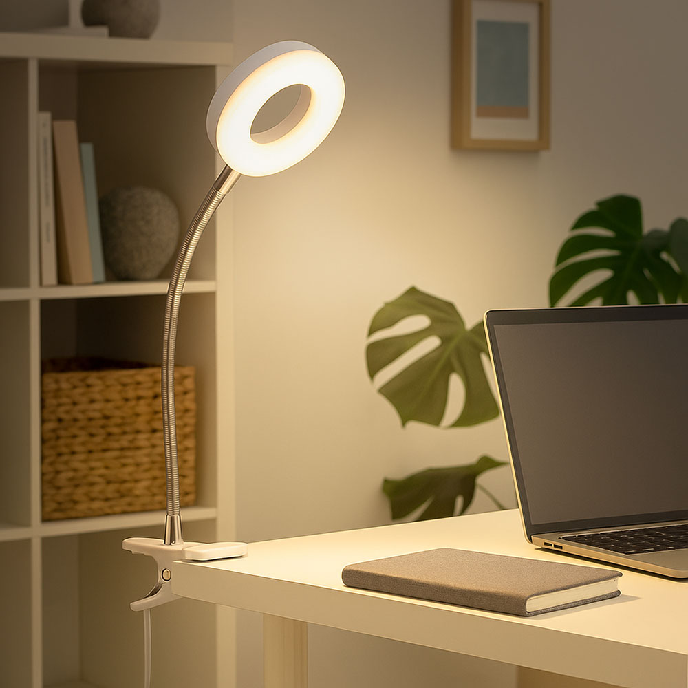 LED table lamp, movable spotlight, white, metal, H 21cm | ETC Shop ...