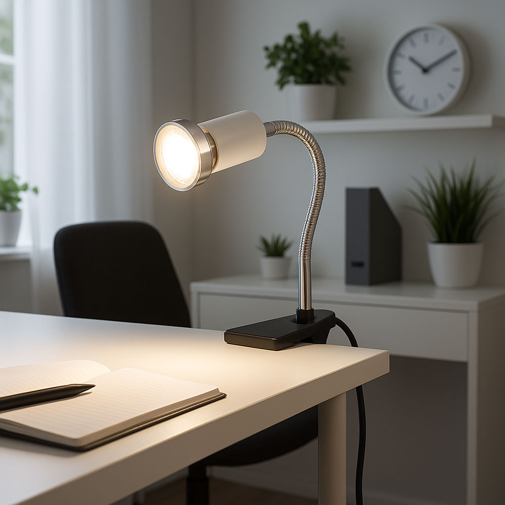 Lampe de table LED, flexible, métal, blanc, H 14 cm | ETC Shop: lampes ...