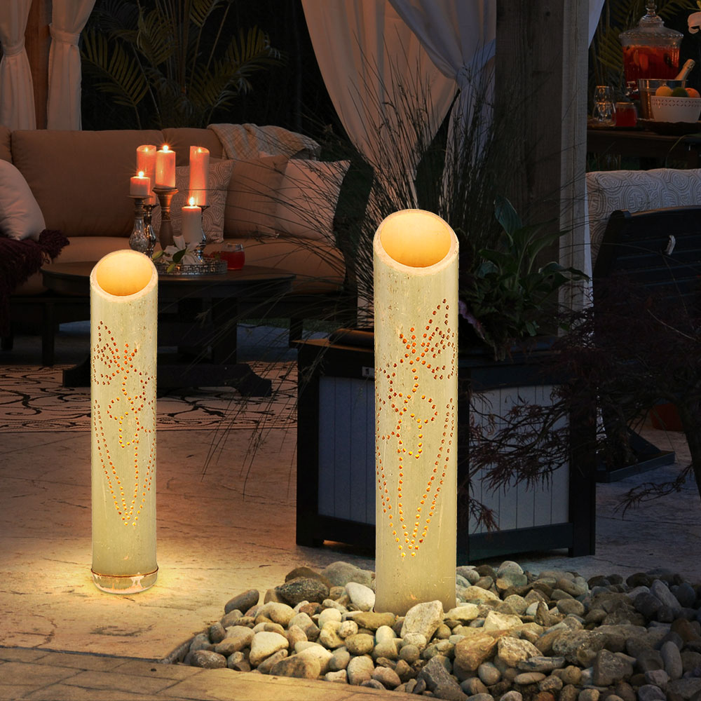 2x LED solar plug lights, bamboo, green, H 49.5 cm | ETC Shop: lamps ...
