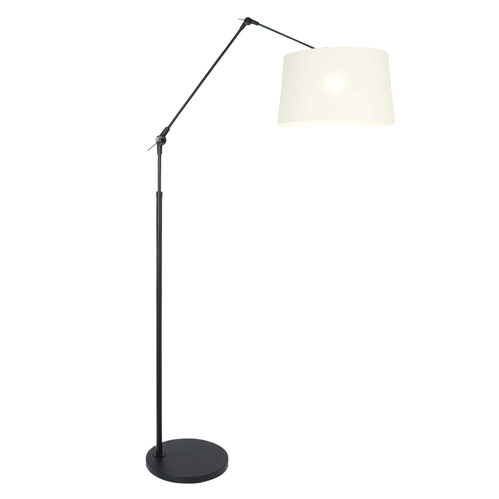 Floor lamp, movable joints, white linen, black, H 210cm | ETC Shop ...