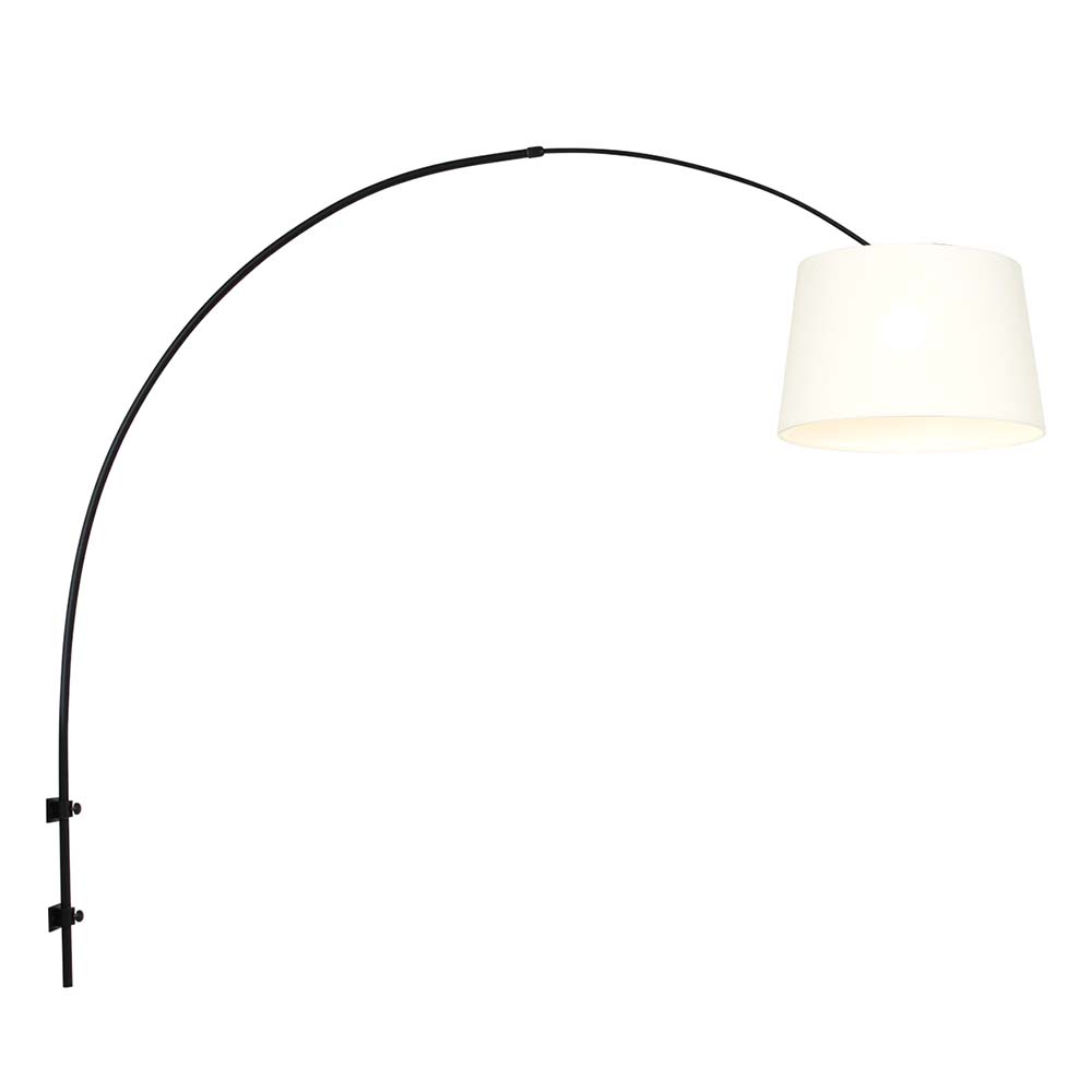 Wall lamp arc lamp wall lamp black textile white movable E27 L 160 cm ...