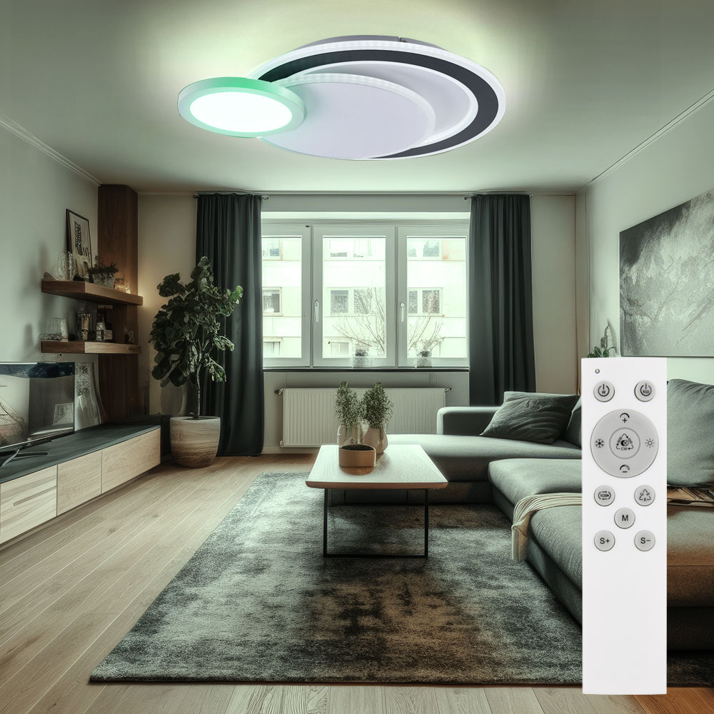LED ceiling lamp daylight lamp design light living room lamp black, RGB ...