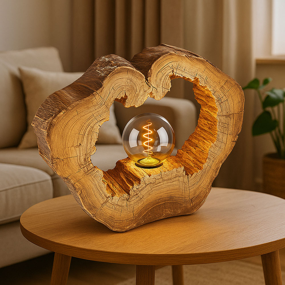 LED table lamp, tree disc, wood look, H 25.5 cm | ETC Shop: lamps ...
