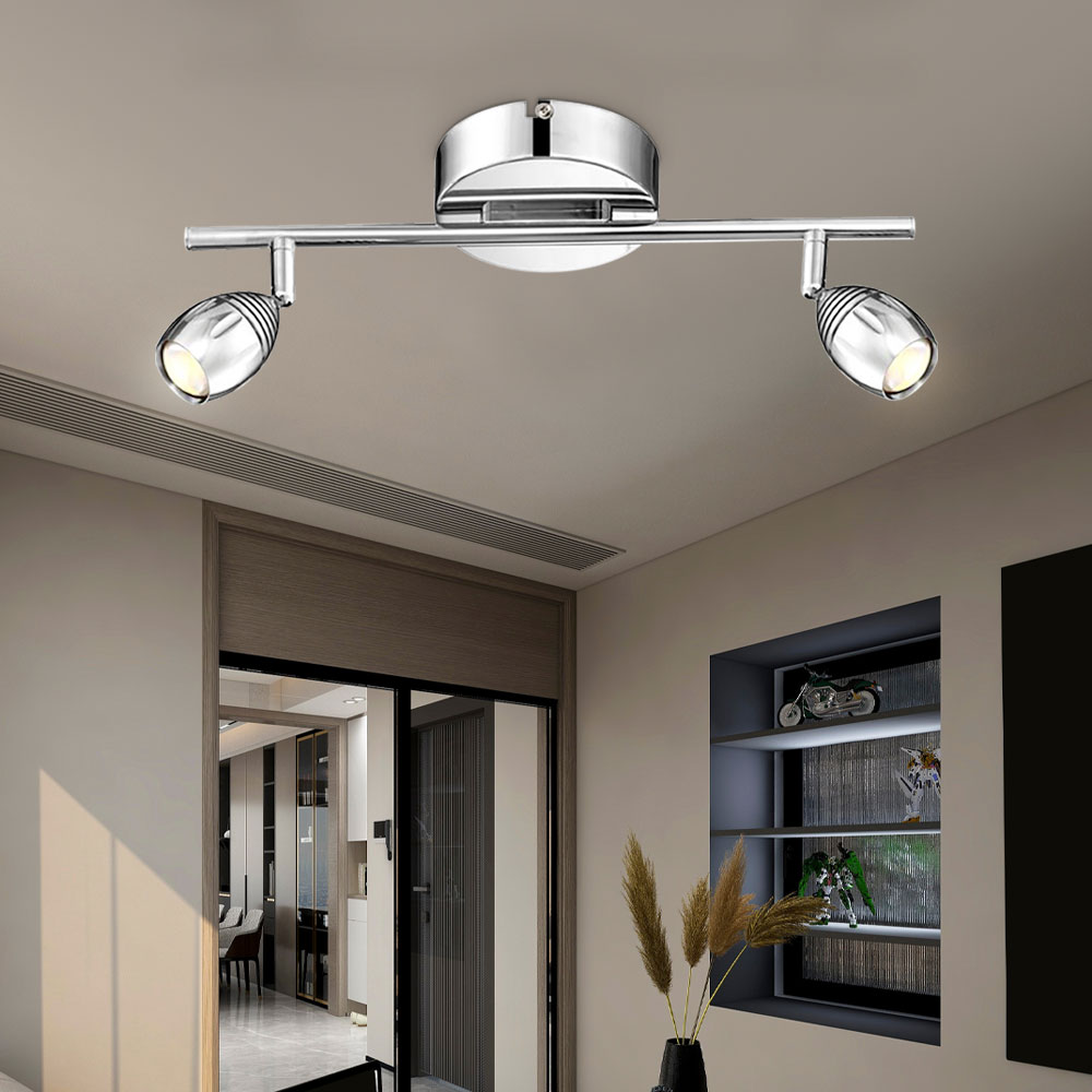Ceiling spotlight 2 flames LED ceiling lamp chrome living room lamp ...