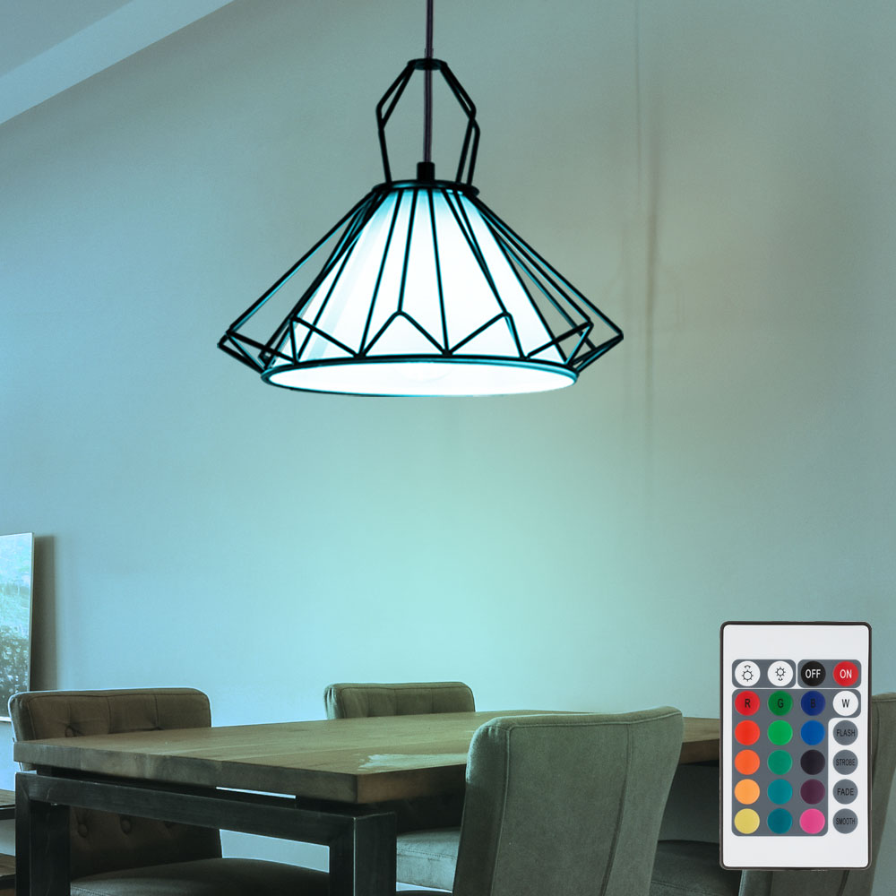 RGB LED hanging light, metal, textile, black, H 120 cm | ETC Shop ...