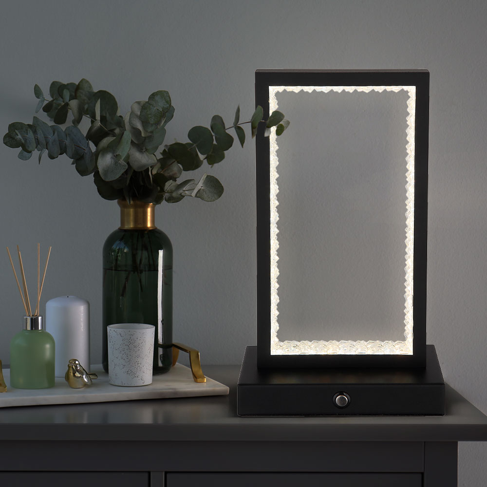 Table lamp table lamp crystal lamp black touch dimmer battery lamp LED ...