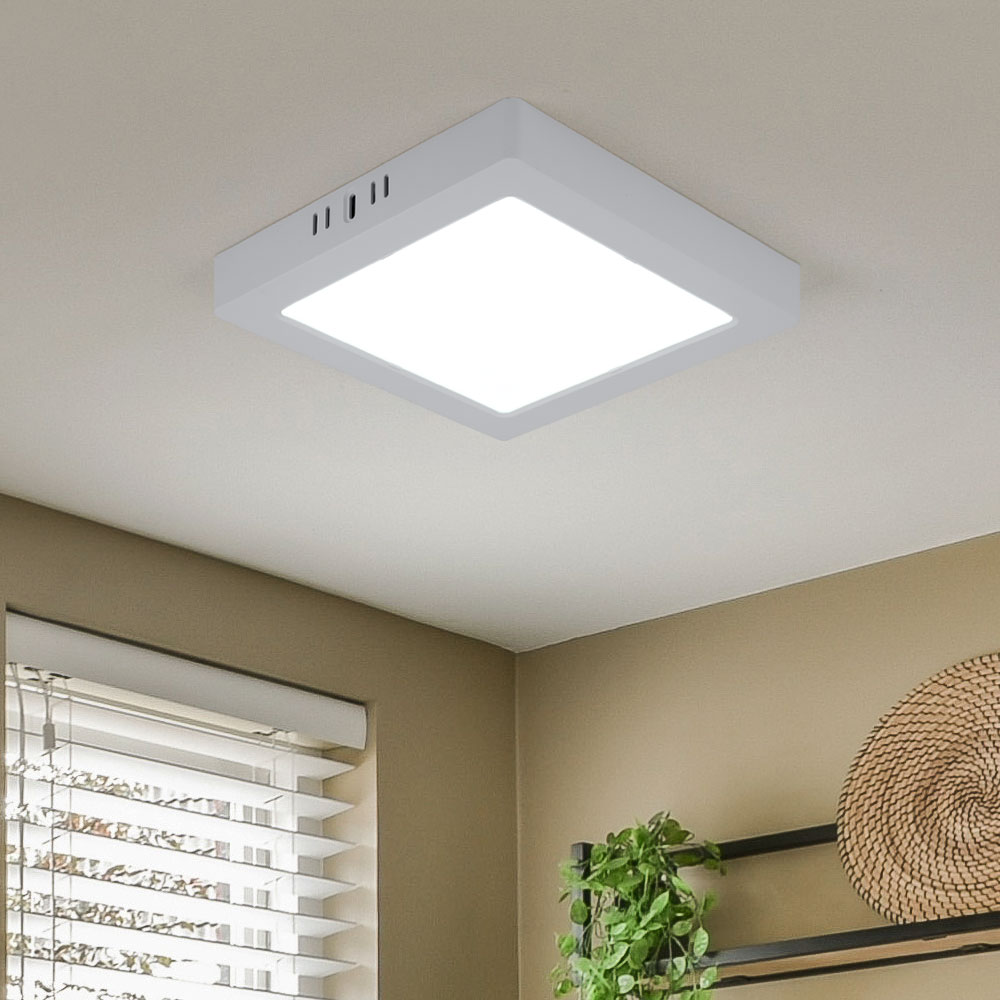 LED ceiling light, surface-mounted panel, plastic, white, L 21.4 cm ...