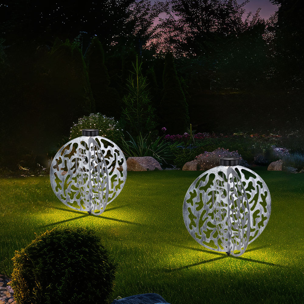 Set of 2 LED solar plug-in lights, metal, silver, H 51 cm | ETC Shop ...
