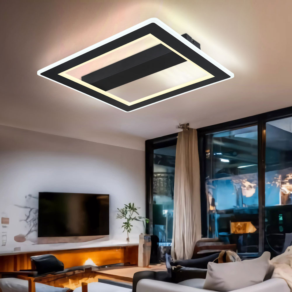 LED ceiling light, black, square, L 45 cm | ETC Shop: lamps, furniture ...