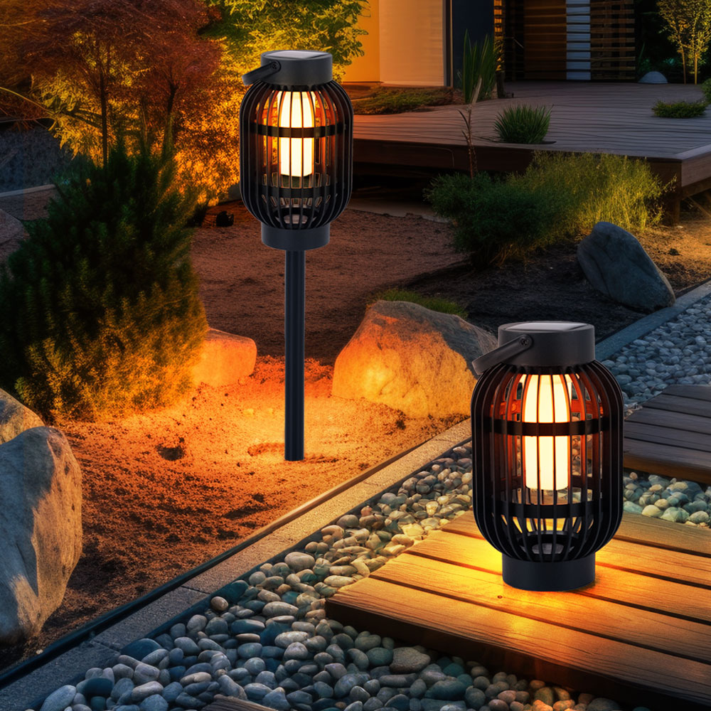 Outdoor Patio Table Lighting Effect Beige Wicker Effect Solar Table
