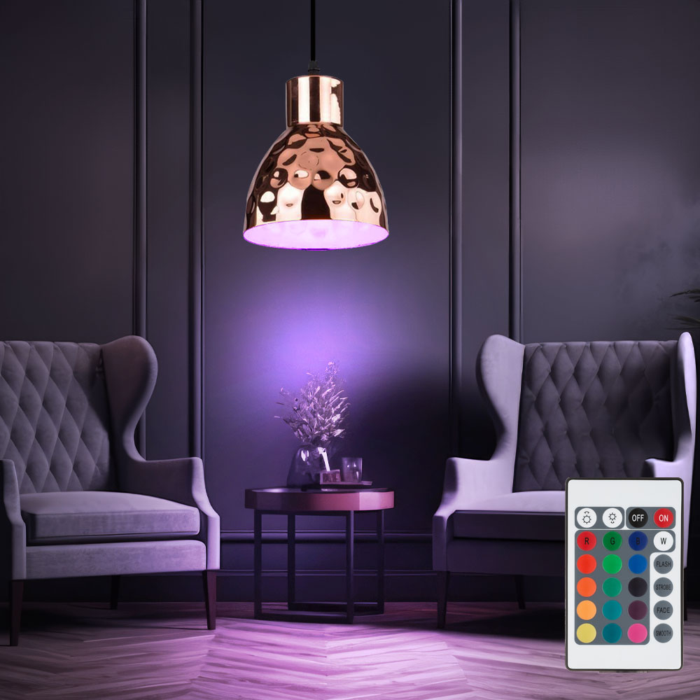 Hanging light with remote control dimmable dining room light hammered ...