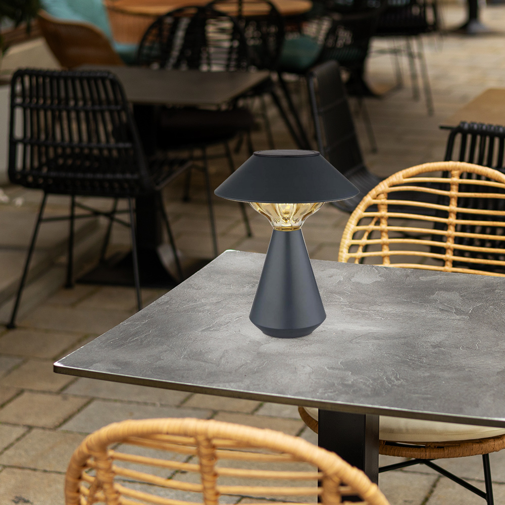 LED Solar Tischlampe, Metall anthrazit, H 23 cm | ETC Shop