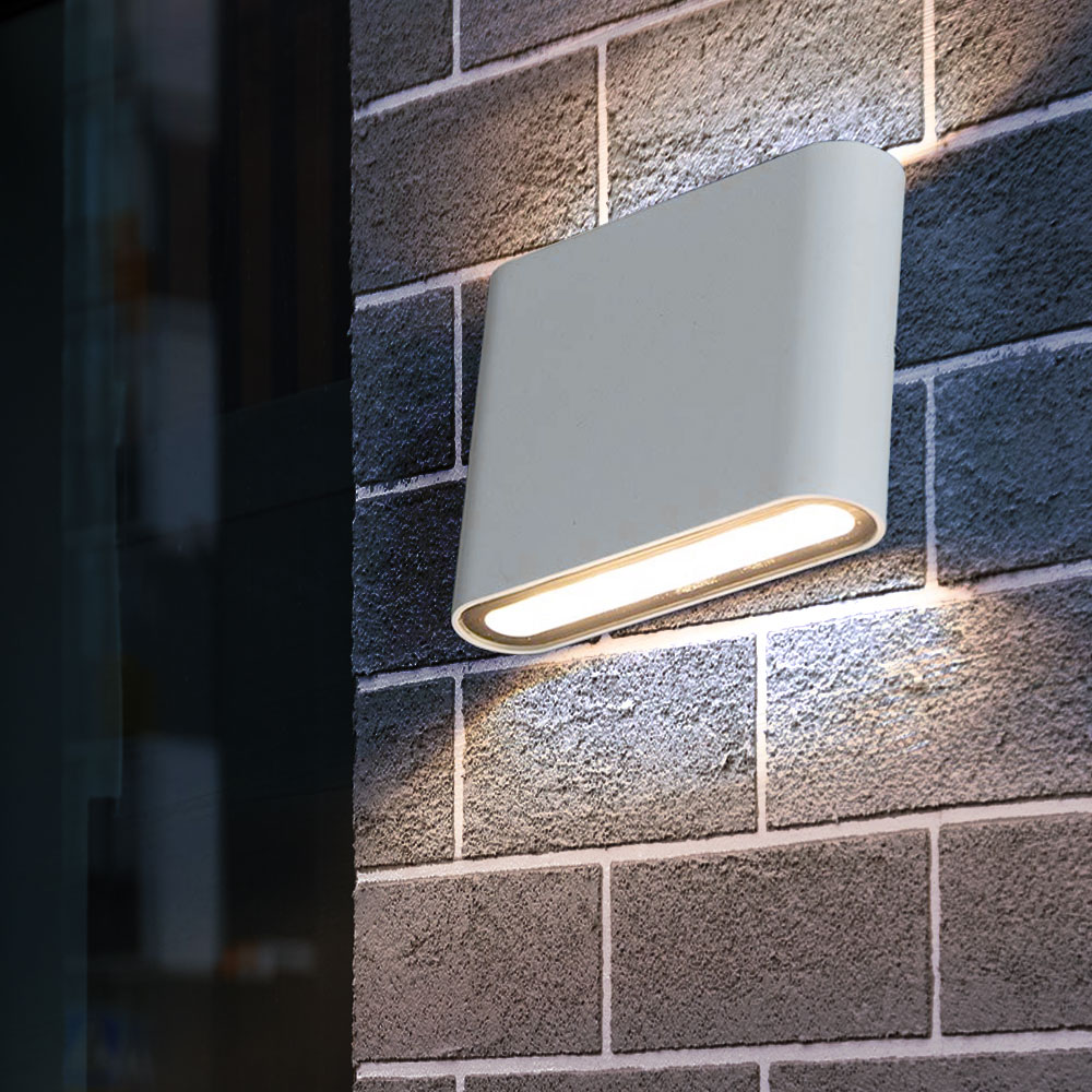 LED Wandleuchte, Außenlampe, Aluminium weiß, L 11,5 cm | ETC Shop