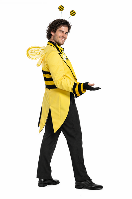 Herren Kostüm Bienenkönig Gelb/Schwarz mit Fühler-Haarreif Frack Jacke ...