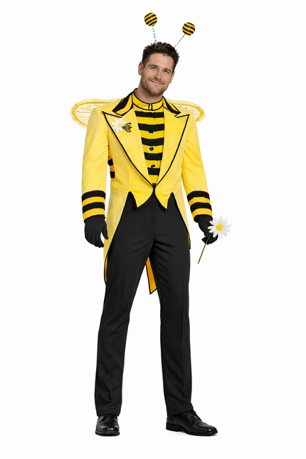 Herren Kostüm Bienenkönig Gelb/Schwarz mit Fühler-Haarreif Frack Jacke ...