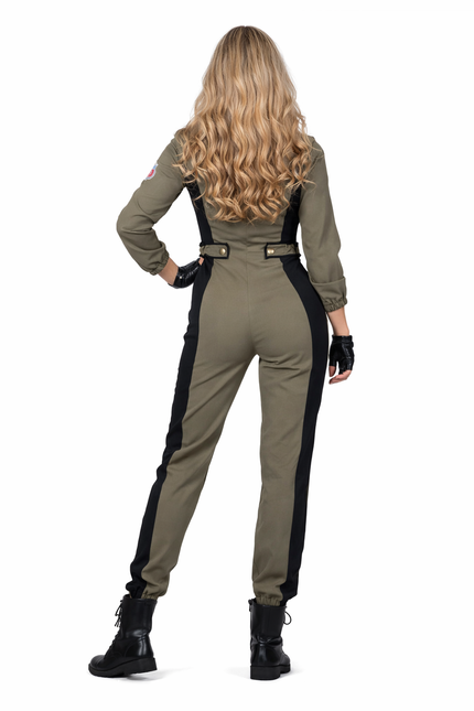 Damen-Kostüm Kampfjet Pilotin inkl. Brille Kampffliegerin Piloten ...