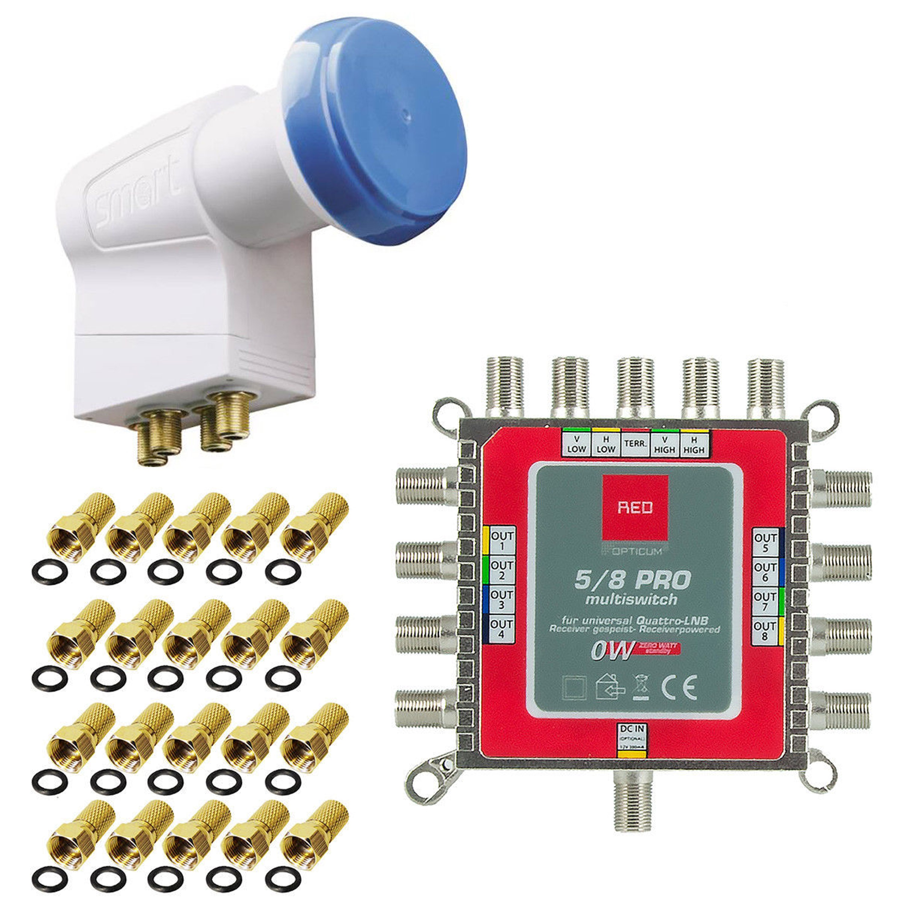 Multischalter 5/8 OPTICUM + Quattro LNB Sat Multiswitch HDTV HD 4K 8 ...