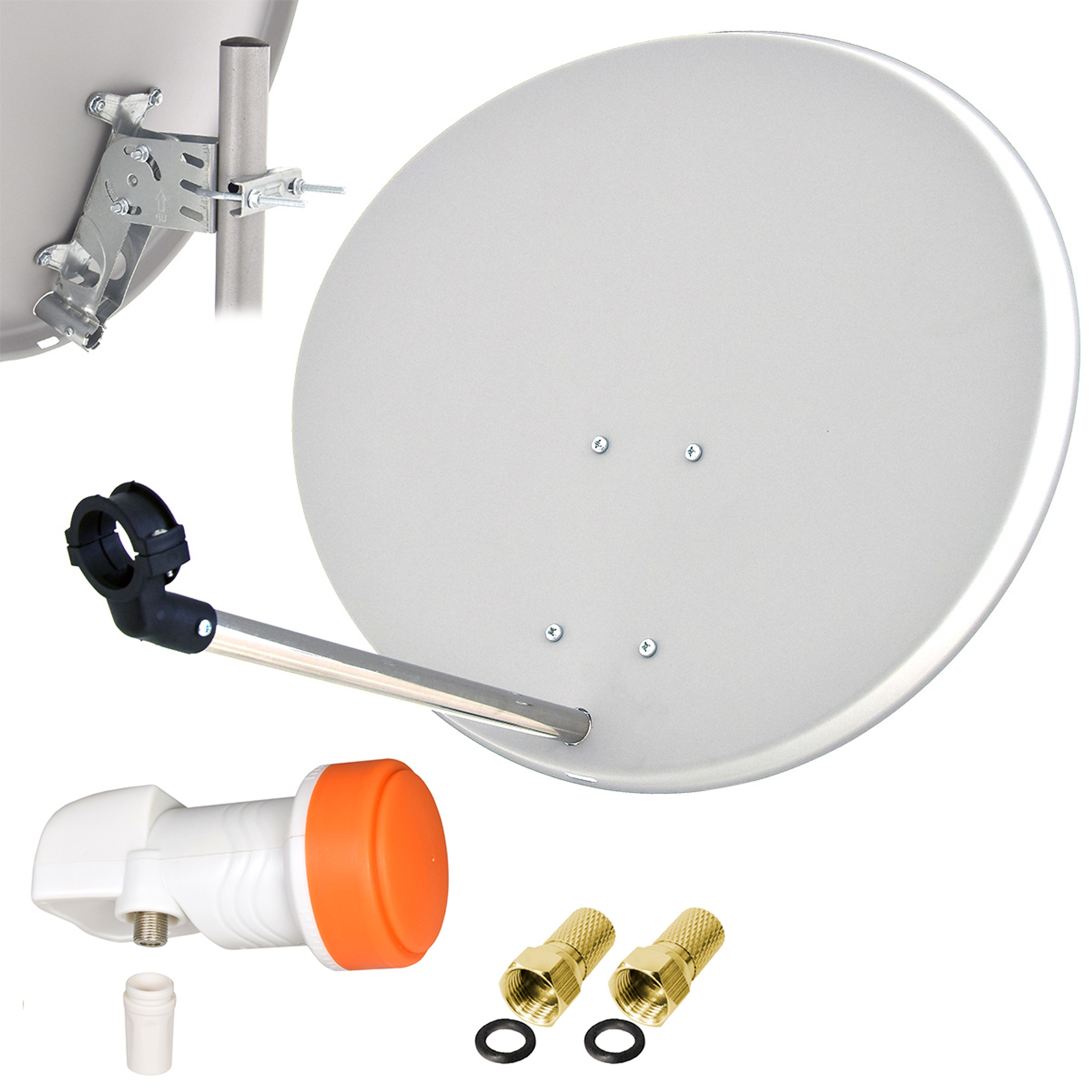 Digitale SAT Anlage 60cm Satelliten Spiegel + TechniSat SINGLE LNB ...