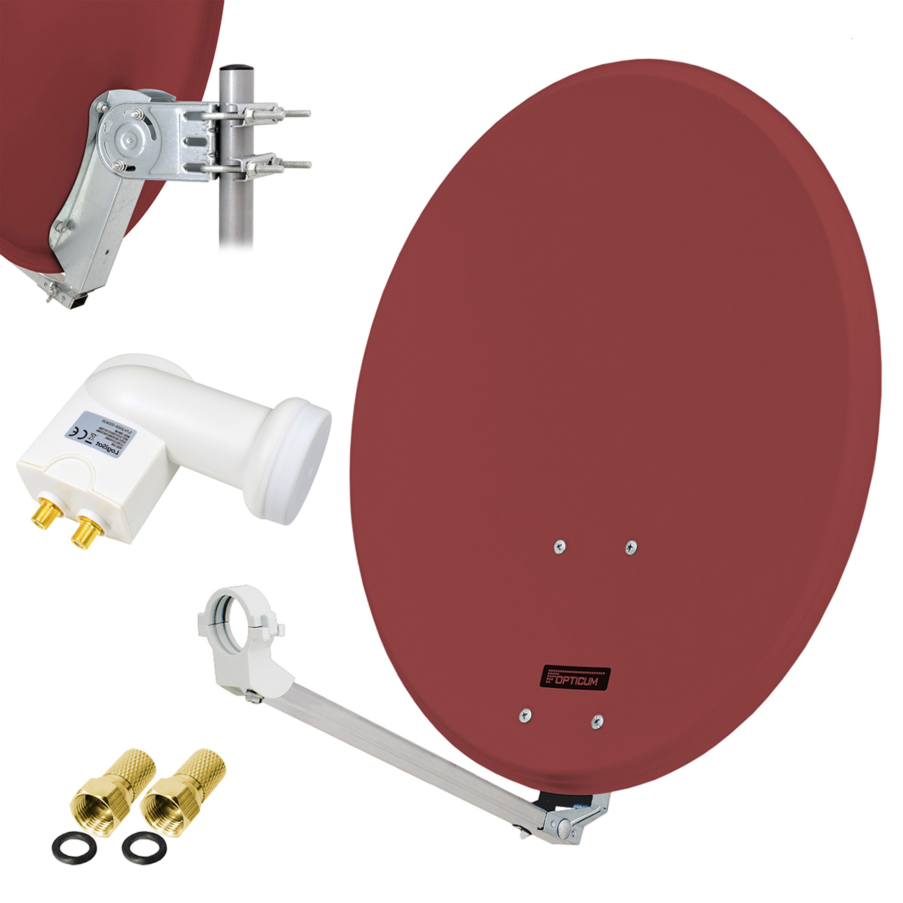 Digitale SAT Anlage Opticum 60cm Schüssel + Logisat Twin LNB Full HD 4K ...