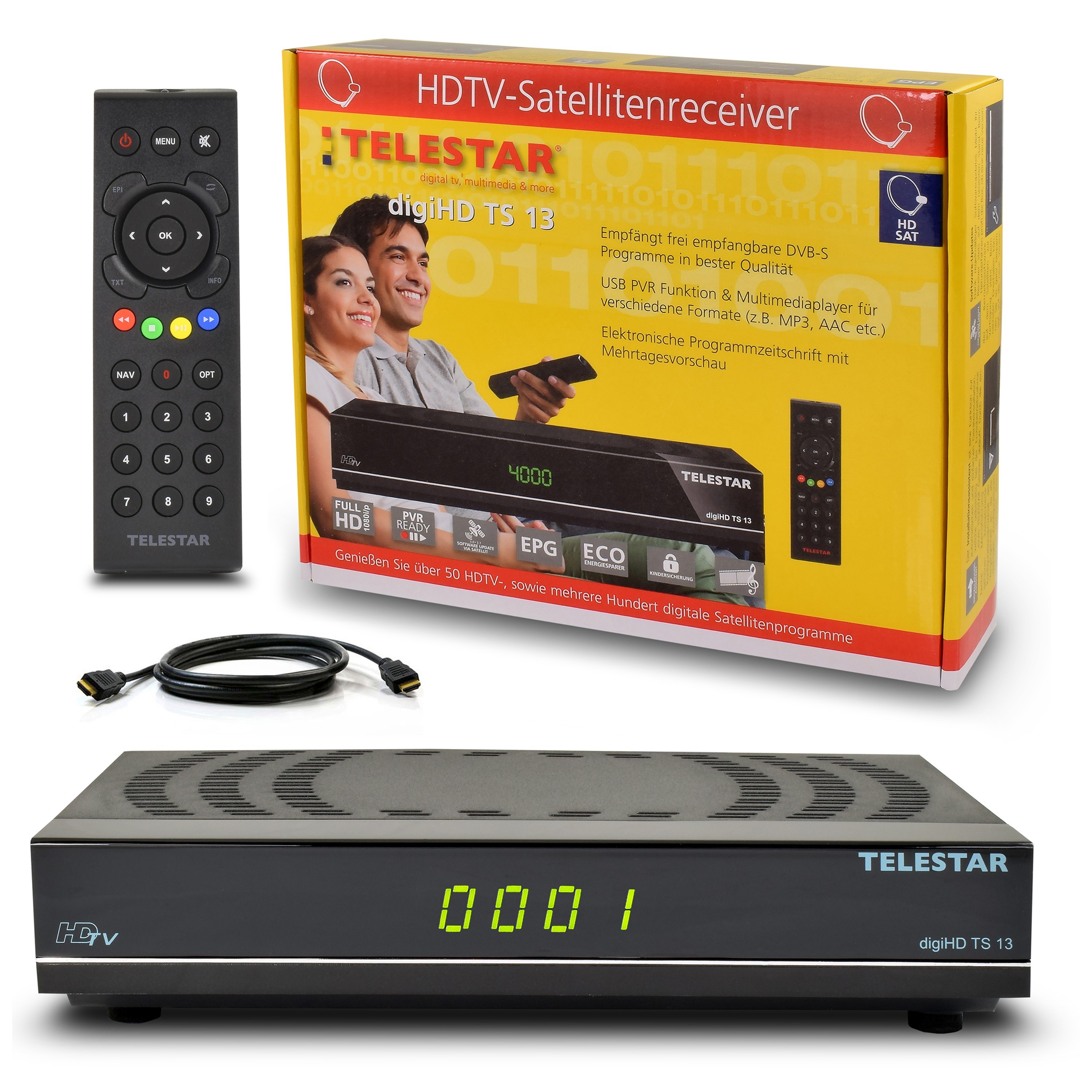 Telestar HD HDTV Digital Sat Receiver TS13 HDMI Kabel DVB-S2 USB digi ...