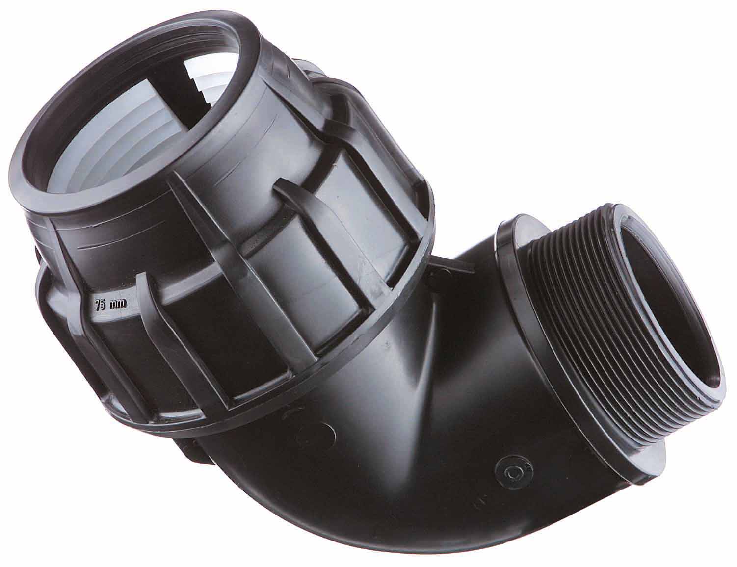 Winkel Klemm x Gewinde PP schwarz | Unique Koi B2B-Webshop