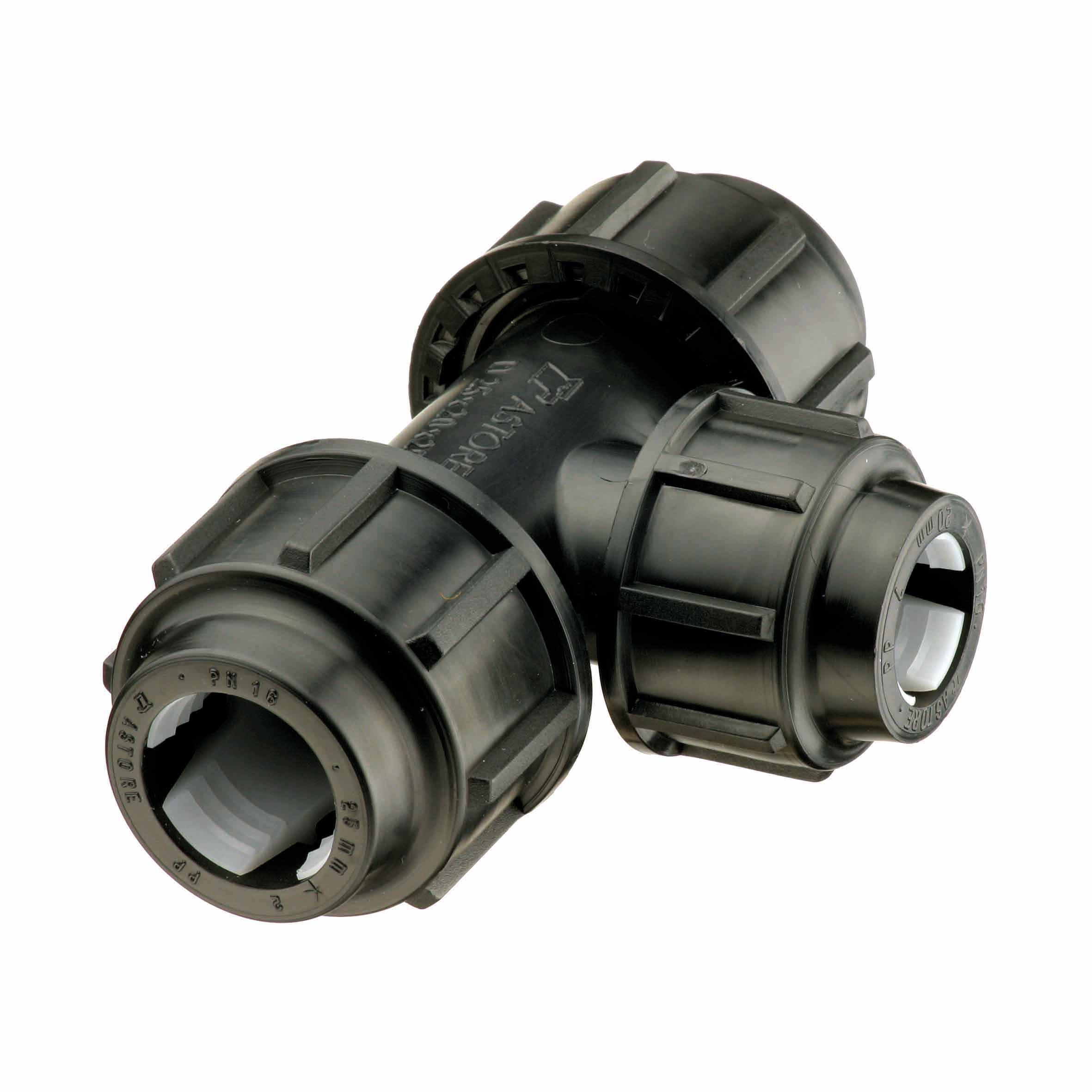 T- Stück 90° reduziert 3 x Klemmverbindung PP schwarz | Unique Koi B2B ...