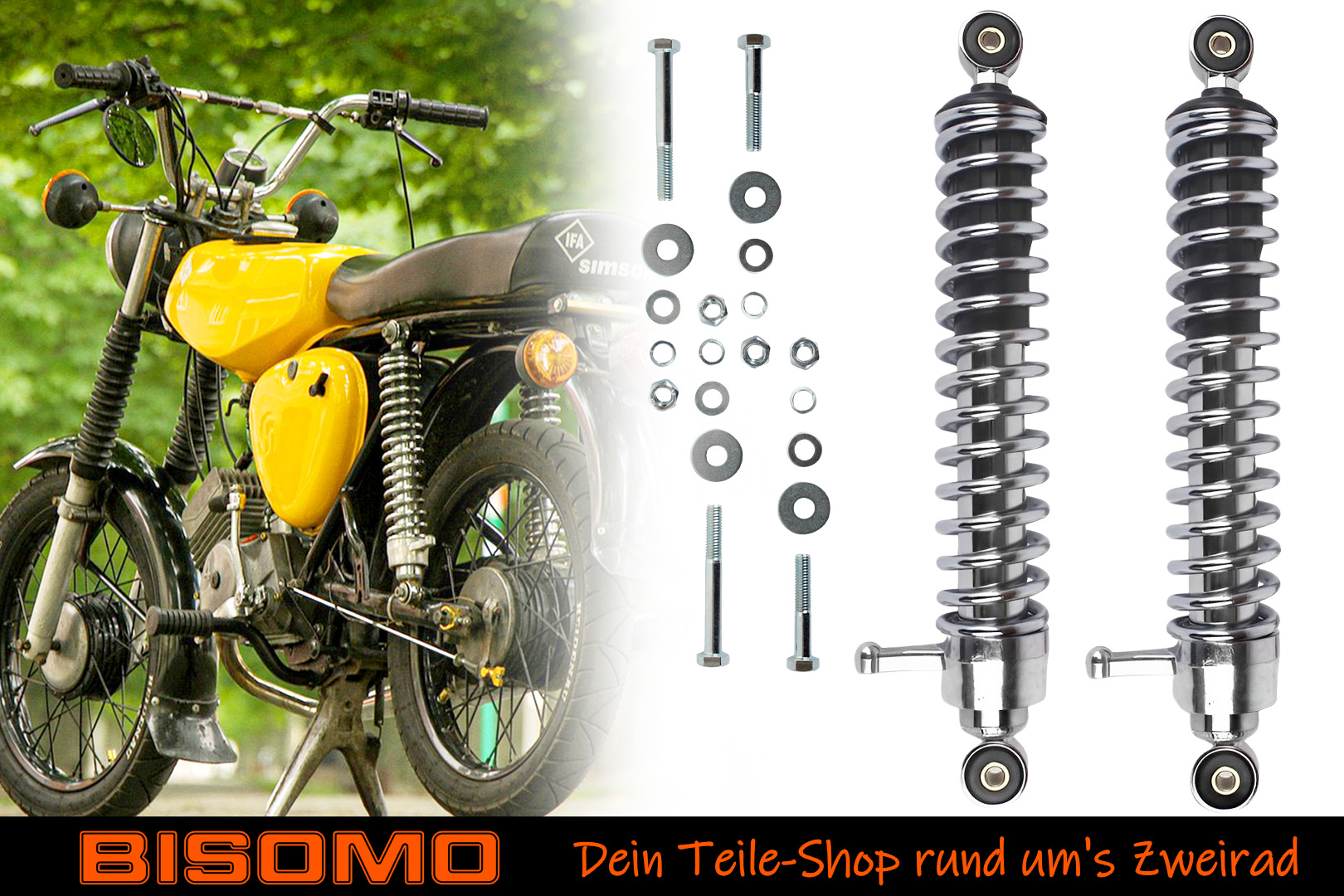 [Paket] Paar Stoßdämpfer Federbeine 360mm Feder Chrom + 20-tlg ...