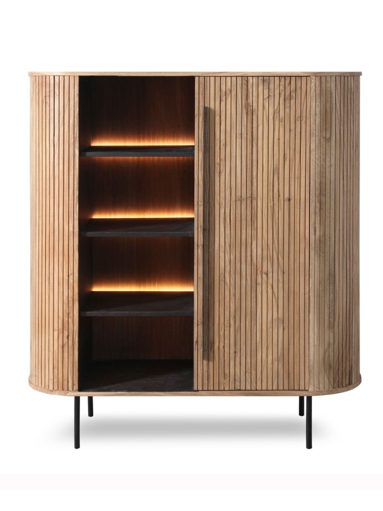 BRONX ROUND Highboard mit 1 Tür / 4 Ablagen / Licht | Wolf Möbel