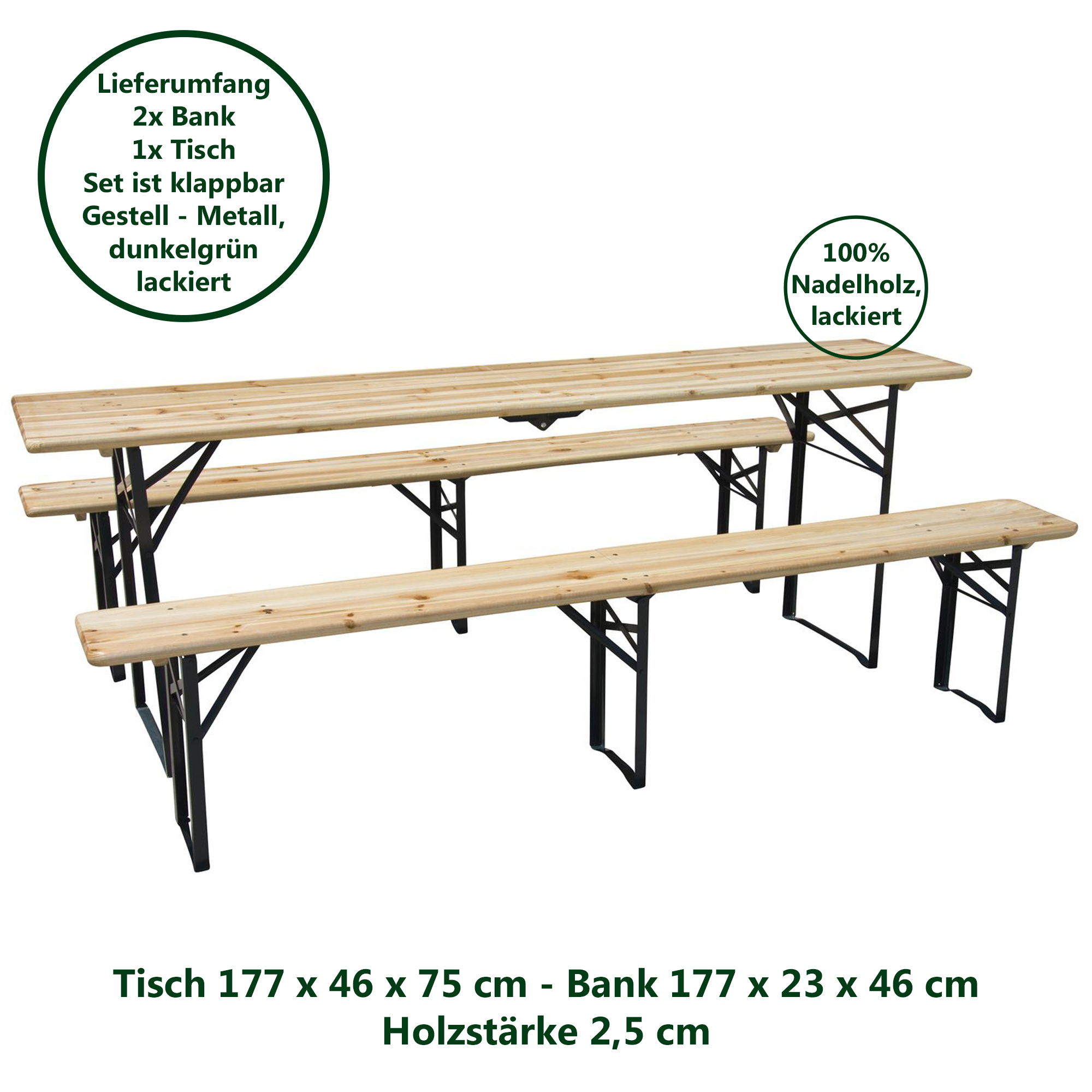 Bierzeltgarnitur Natur Holz Gastronomie Biertisch Set klappbar Bank ...