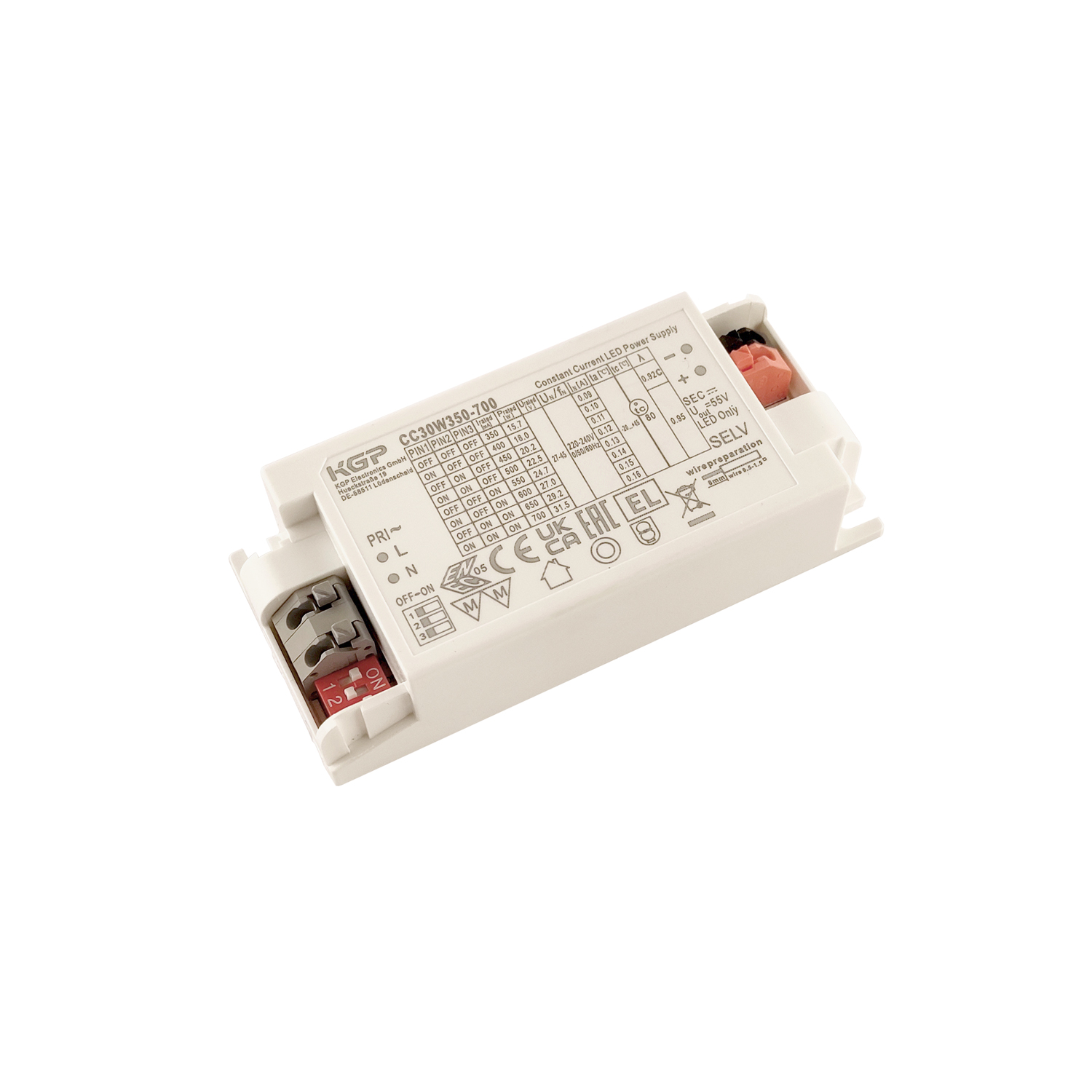 CLE KGP LED Driver 350-700mA 27-45V 30W 230V DIP nur Treiber | FORTIMO