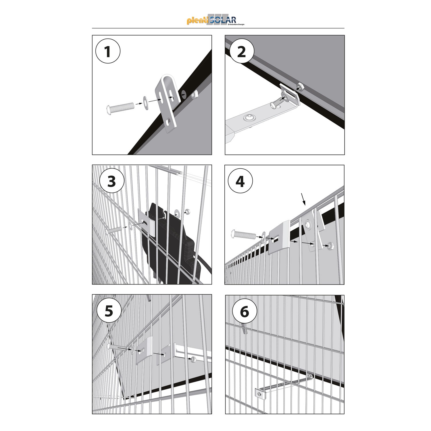 plenti SOLAR PV Modul Zaun Halterung variabel 10°-15° Doppelstab ...