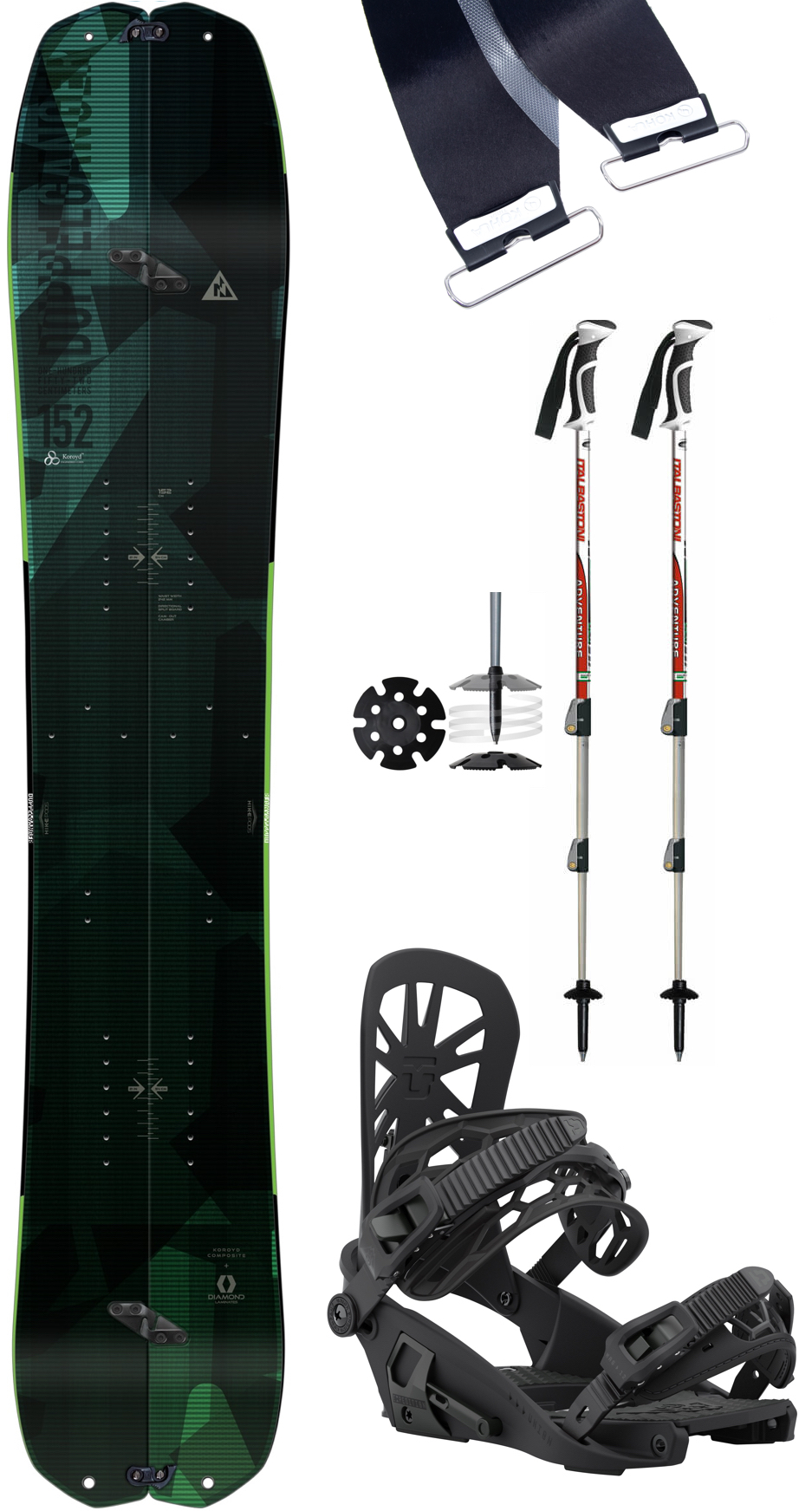 [Paket] Splitboard Set Doppleganger Board + Bindung + Felle + Stöcke