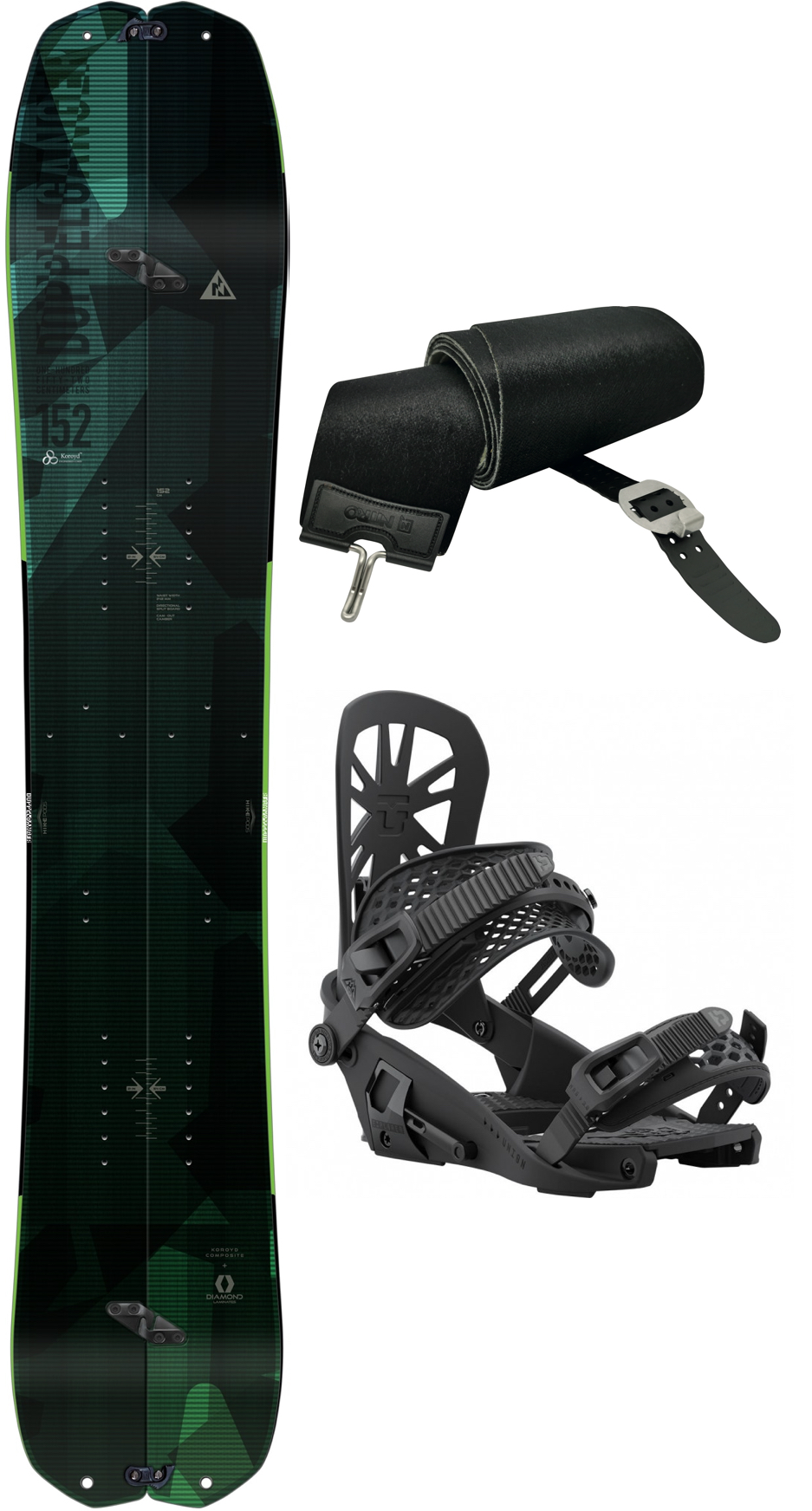 Splitboard Set Doppleganger Board + Bindung + Felle Nitro Union