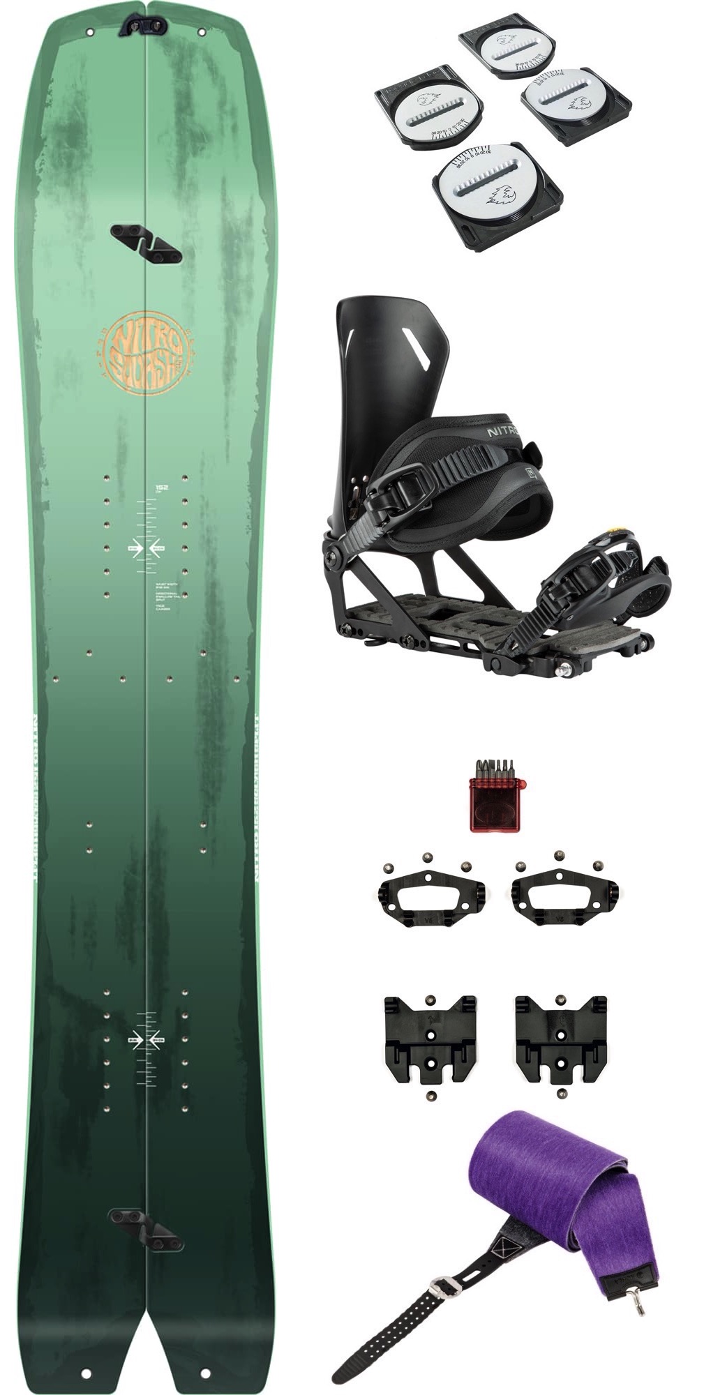 [Paket] Splitboard Set Nitro Squash Split, Vertical, Felle 22 Split Snow