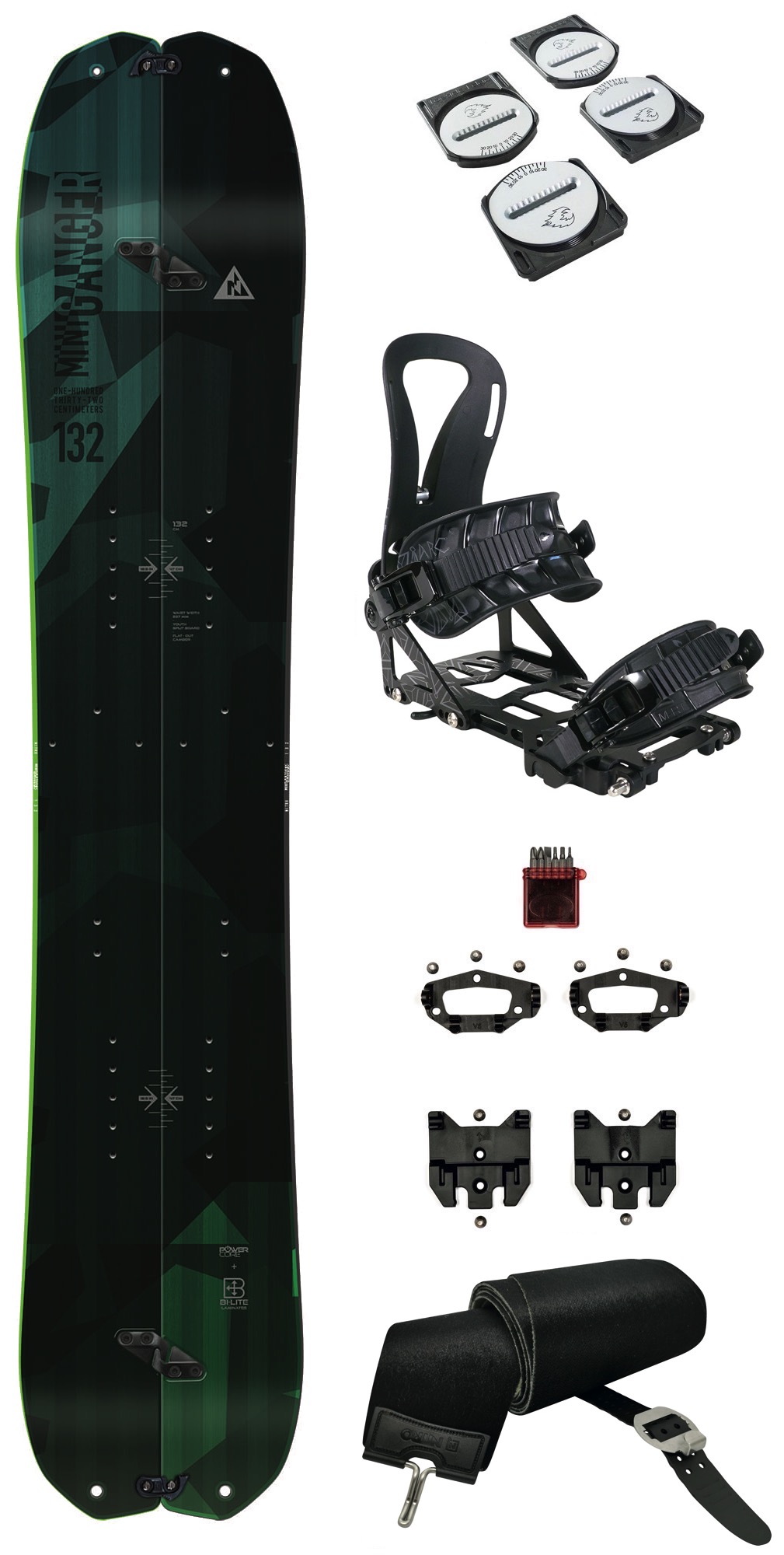 [Paket] Splitboard Set Nitro Miniganger Kinder, Arc, Felle 22 Split