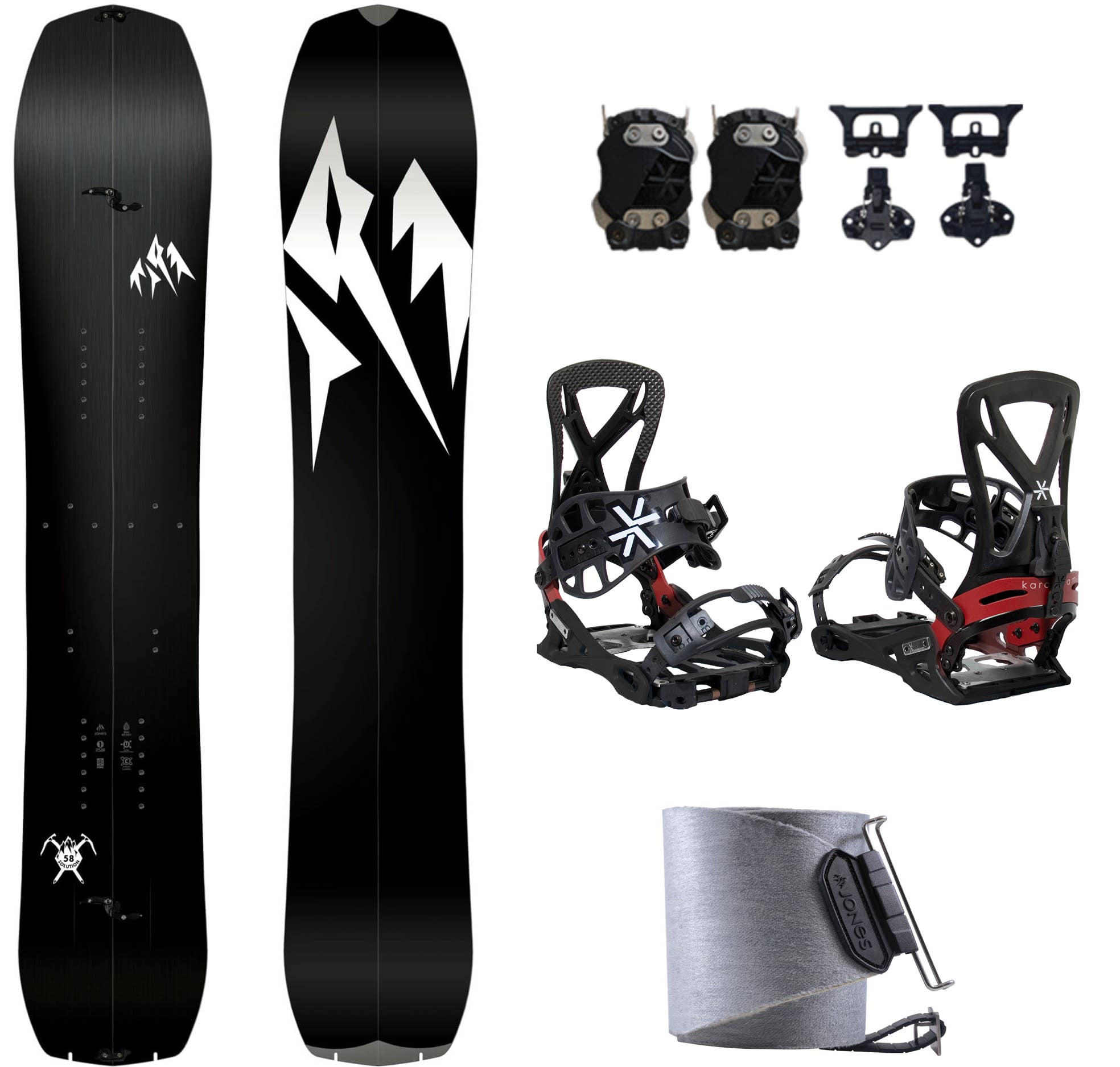 [Paket] Splitboard Set Jones Ultra Solution Wide Karakoram Grizzly Felle