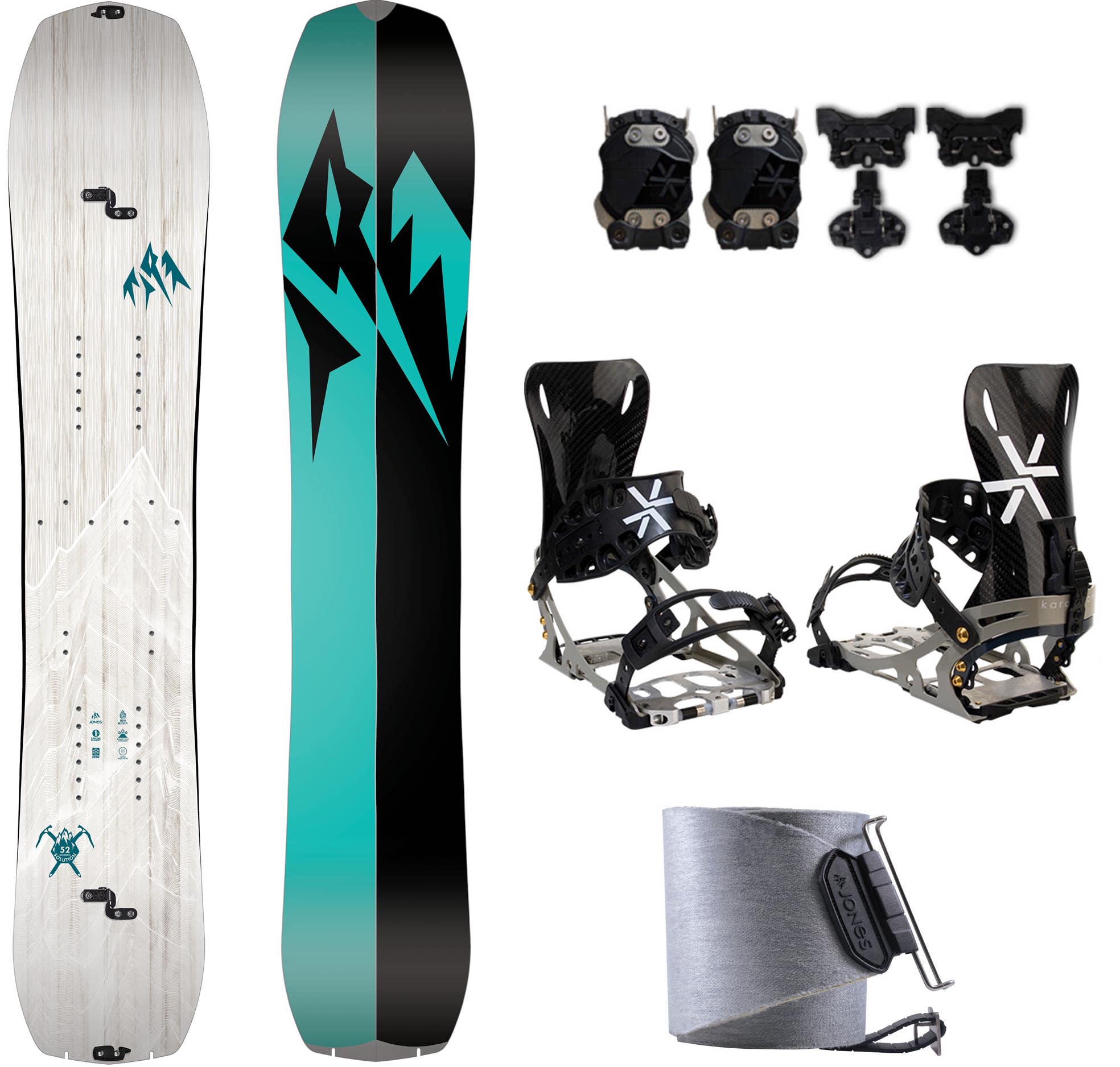 [Paket] Splitboard Set Jones Women's Solution, Karakoram X-Carbon, Felle