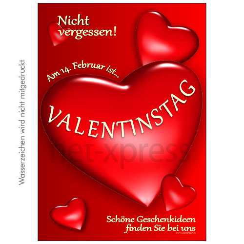 Vorgefertigte Werbeplakate für den Valentinstag (Plakat-Motive und ...