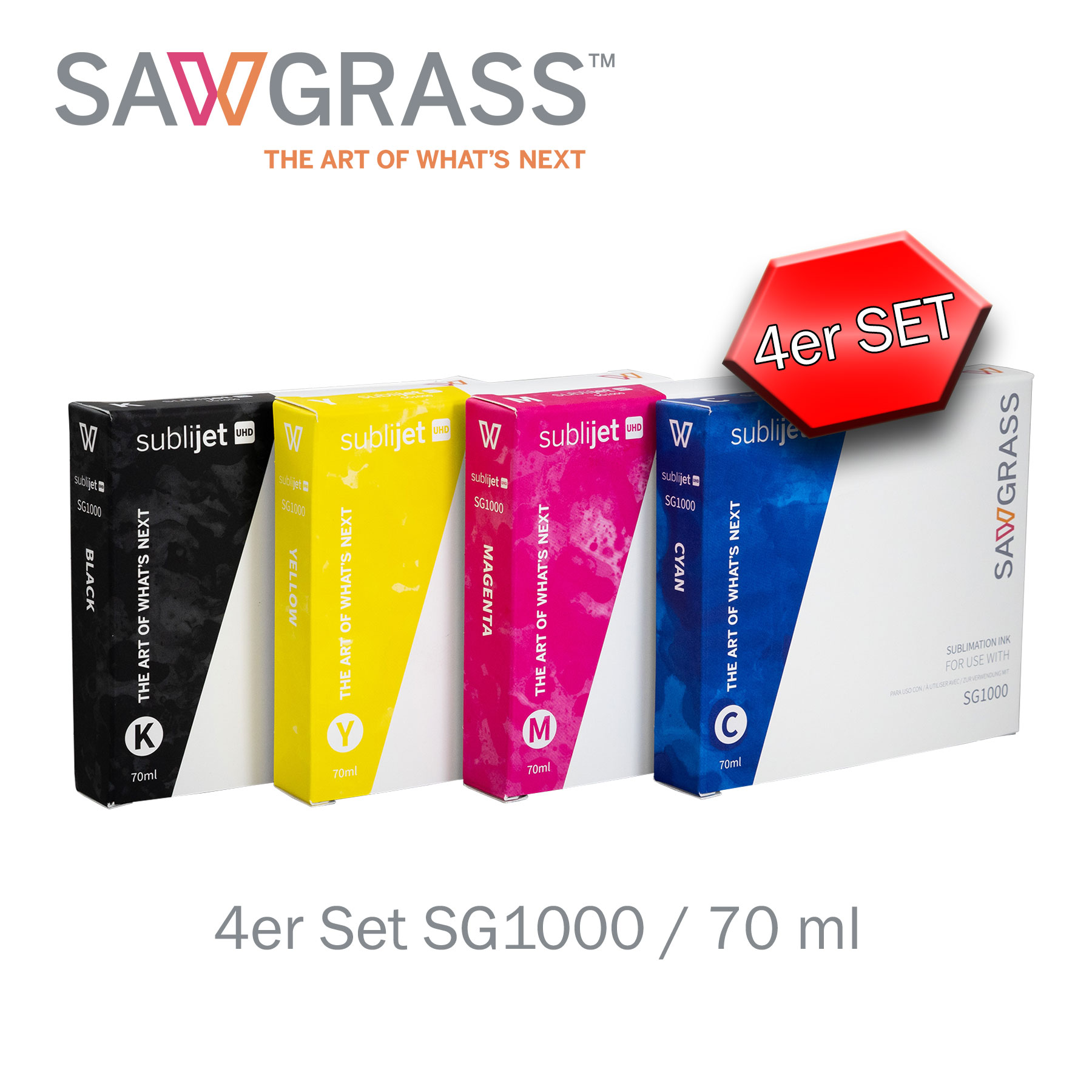 SAWGRASS SubliJet UHD 4er Set Sublimationstinte 70 ml für SG1000 ...