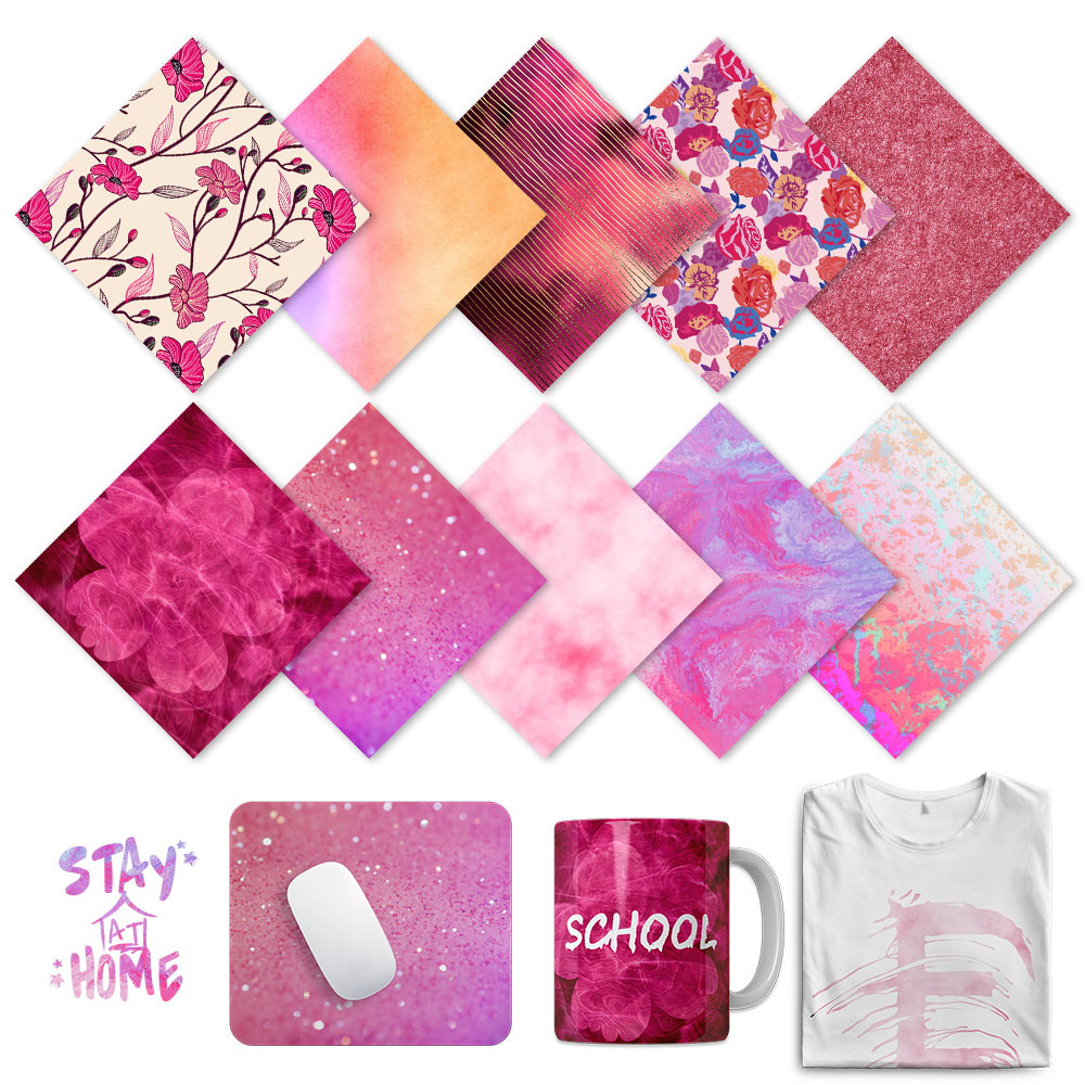 craftcut® Ink Set 10 Bogen-Set *Pink Flower* im Format 30,5 x 30,5 cm ...