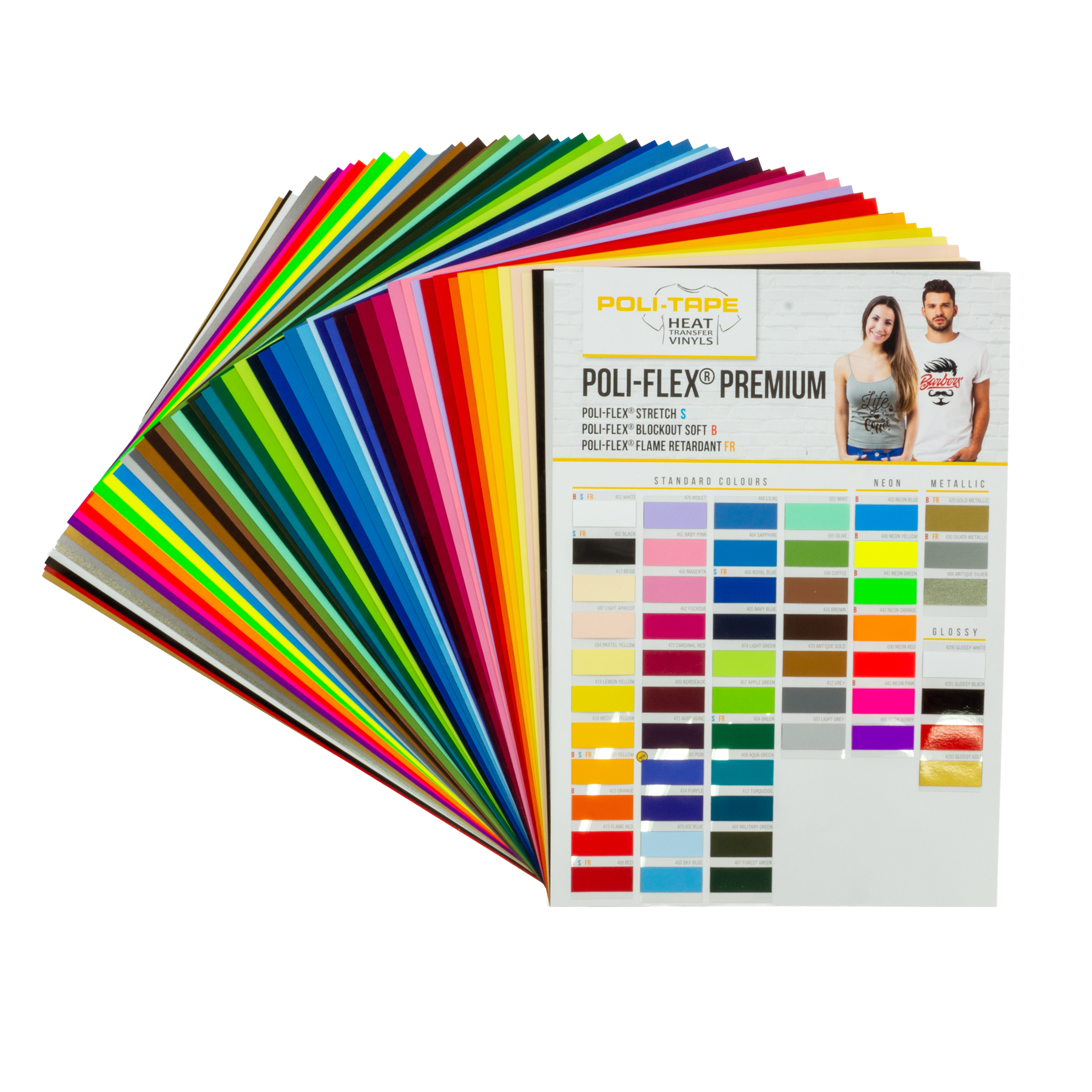 POLI-FLEX PREMIUM - Flexfolien Bundle - 54 Farben + Musterkarte | Kreativplotter Webshop
