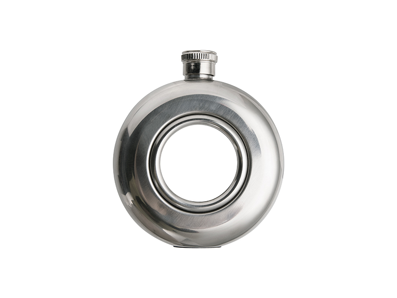 Mini-Flachmann Edelstahl rund mit Foto-Einleger 150ml | Kreativplotter ...