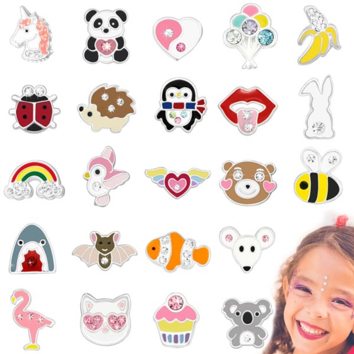 Kinder-Ohrringe Silber 925: Bunte Ohrstecker für Mädchen und Jungen ...