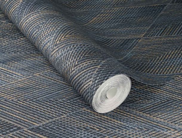 Rasch non-woven wallpaper lozenges graphic blue gold 844146